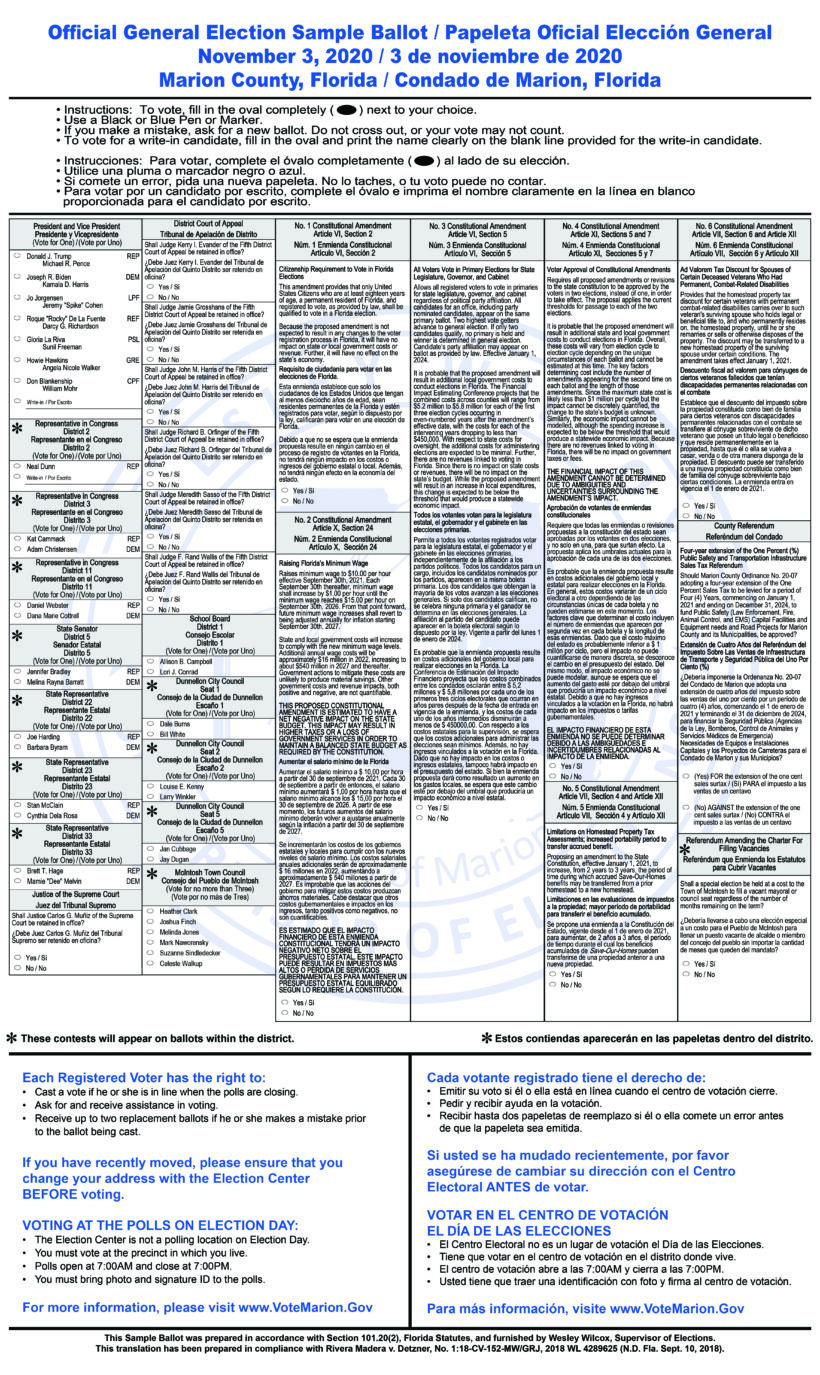 Sample Ballot | Ocala Gazette